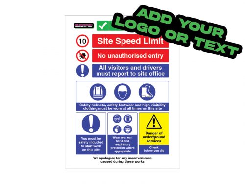 Custom Site Safety Sign Underground Services 10 MPH Speed - Imprint Norwich