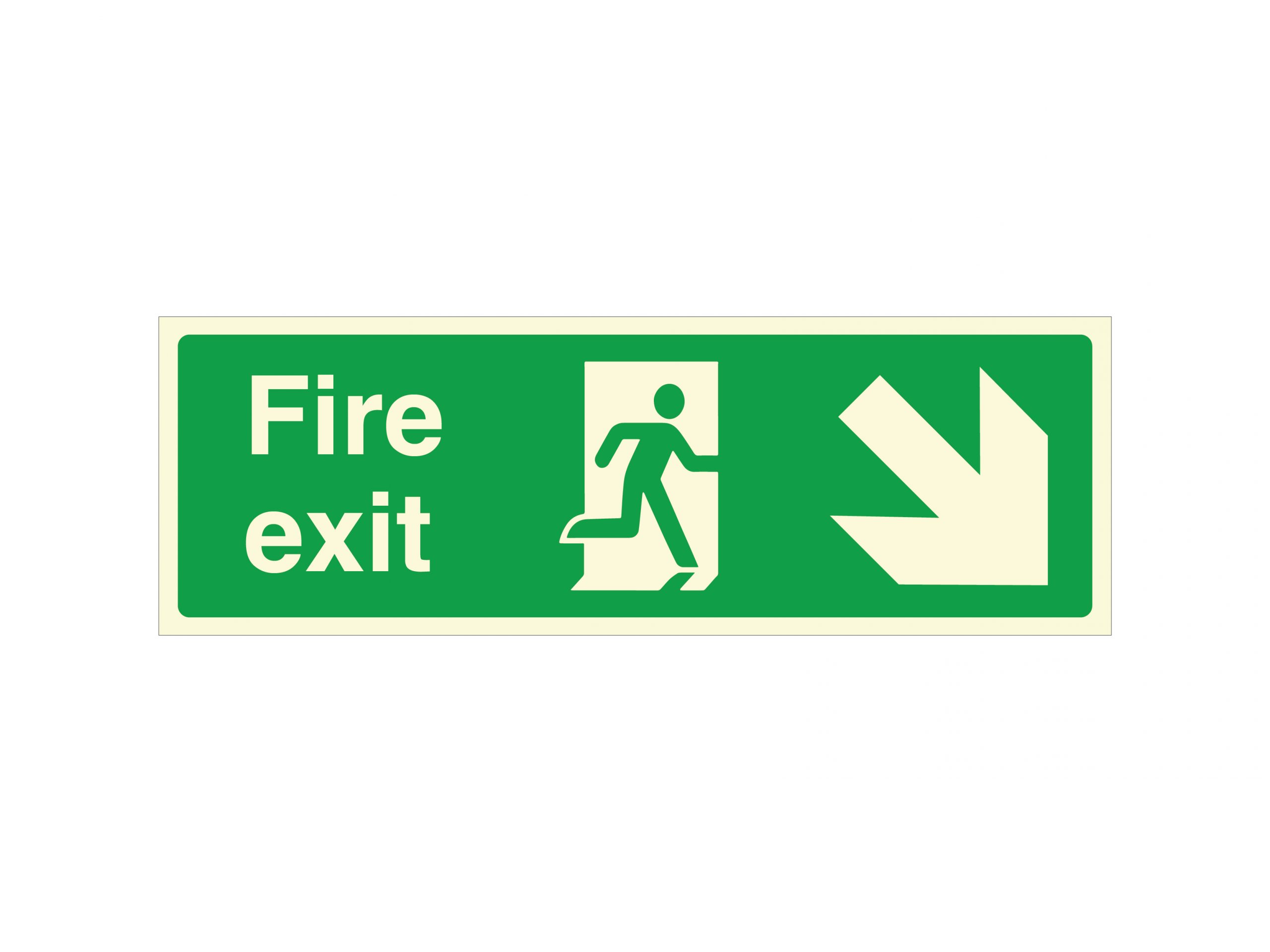 Glow In The Dark Fire Exit Sign Down Right Arrow - Imprint Norwich