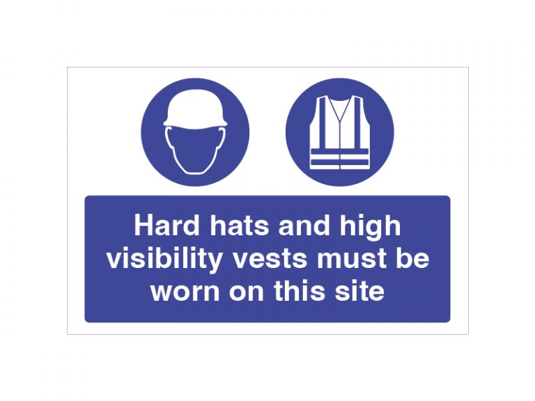 Hard Hats and High Visibility Vests Must Be Worn On Site Sign - Imprint ...
