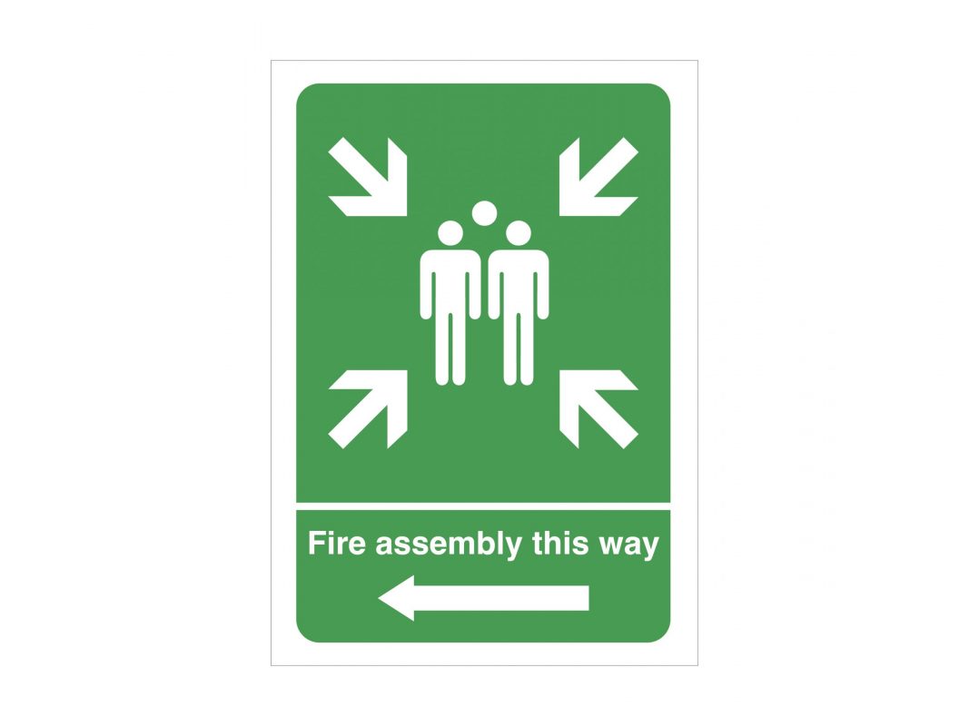Fire Assembly This Way Left Arrow Sign | Imprint Signs & Graphics