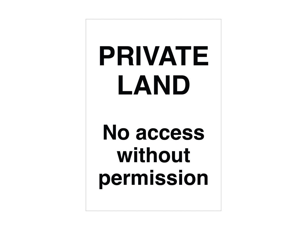 Private Land No Access Without Permission Portrait Sign | Imprint Signs ...