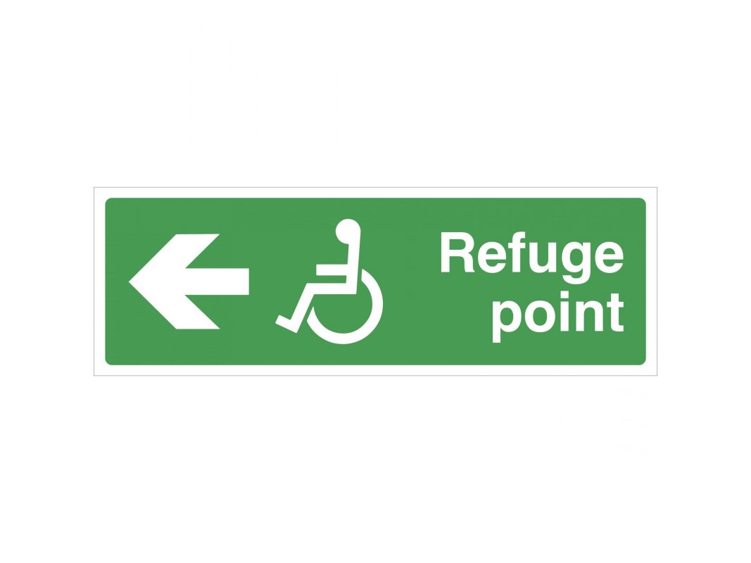 Refuge Point Fire Exit Sign Left Arrow | Imprint Signs & Graphics