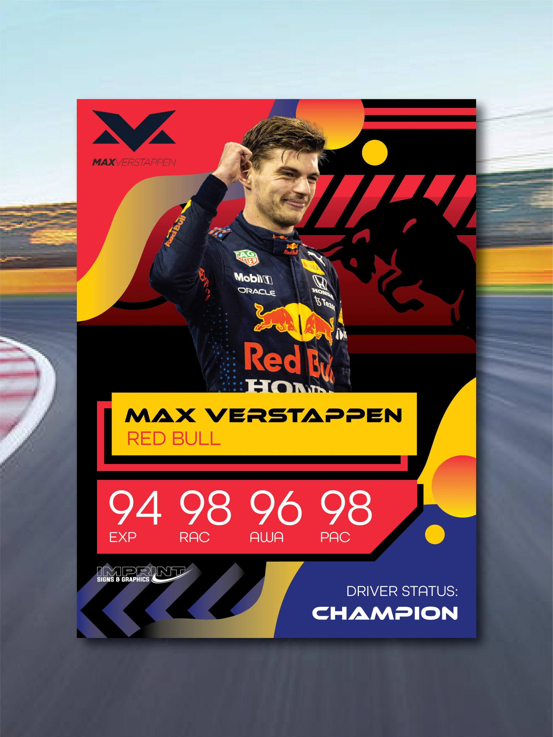MAX VERSTAPPEN RED BULL RACING FORMULA 1 F1 CARD | Imprint Signs & Graphics